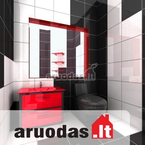 Balta - juoda - raudona tualeto interjeras - Interjero idėjos - Aruodas.lt