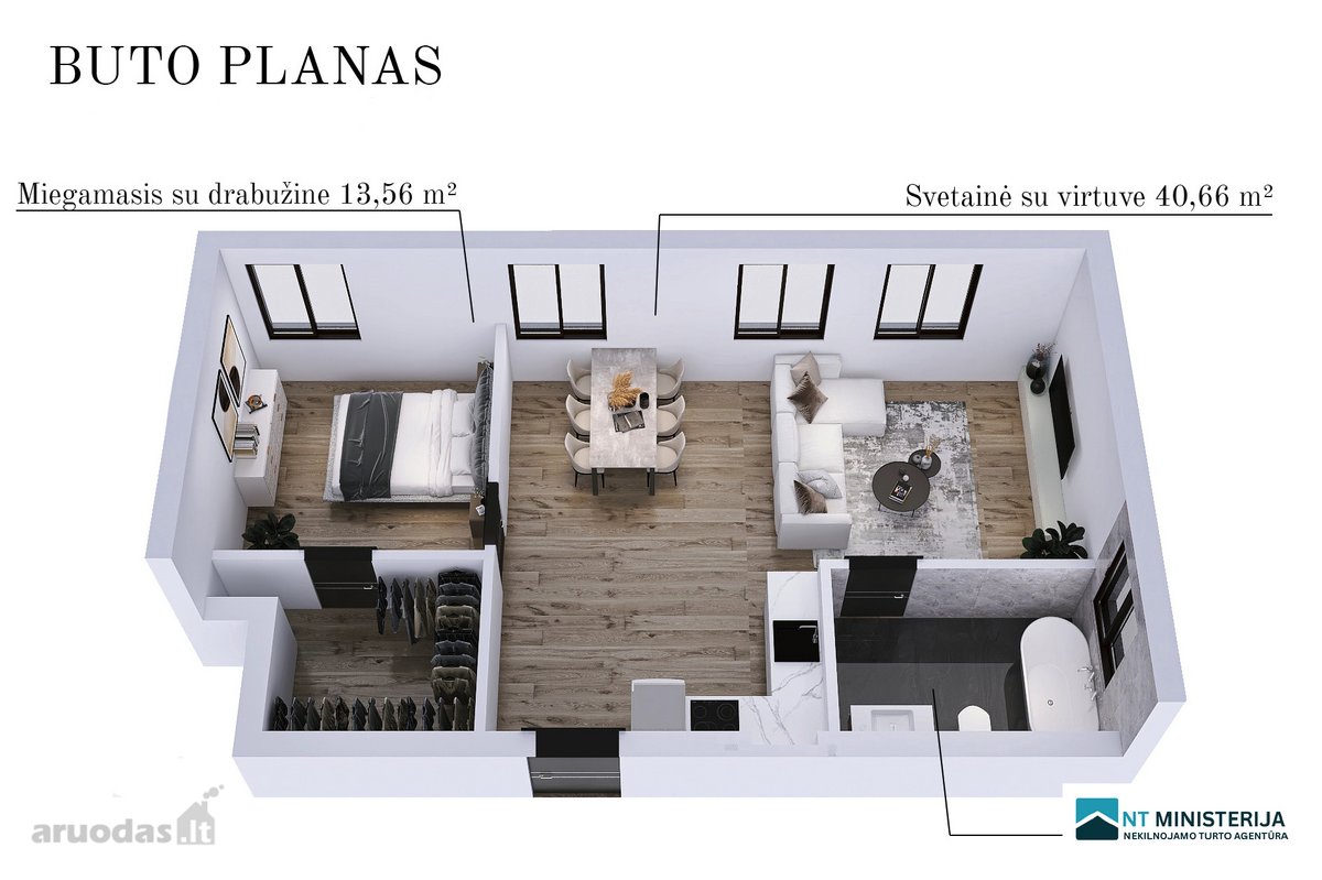 Butas, Kaune Centre Gedimino g., 2 kambarių butas Nekilnojamo turto ...