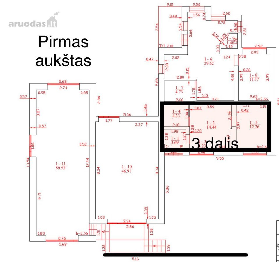 Namas, Kaune Žaliakalnyje Perkūno al., mūrinio namo dalis Nekilnojamo ...