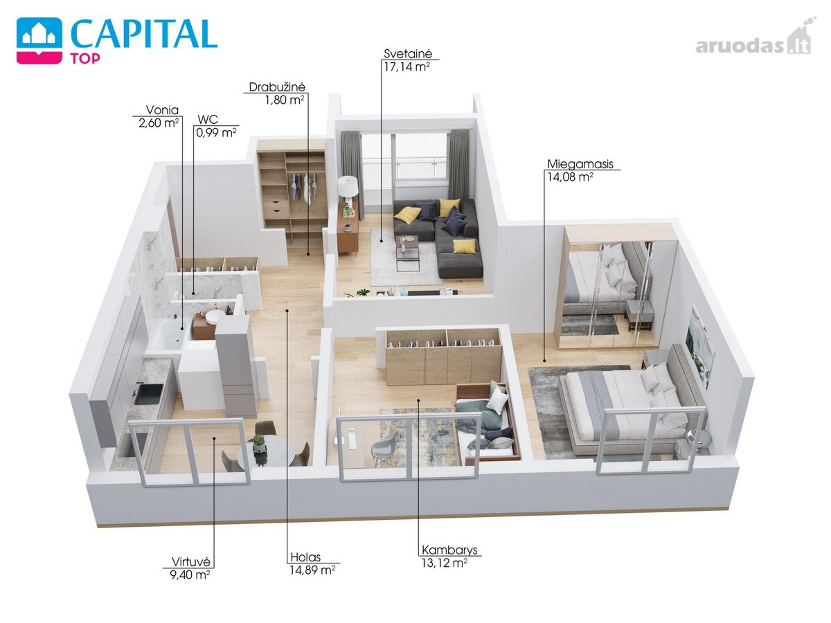 Butas, Kaune Šilainiuose Baltų pr., 3 kambarių butas Nekilnojamo turto ...