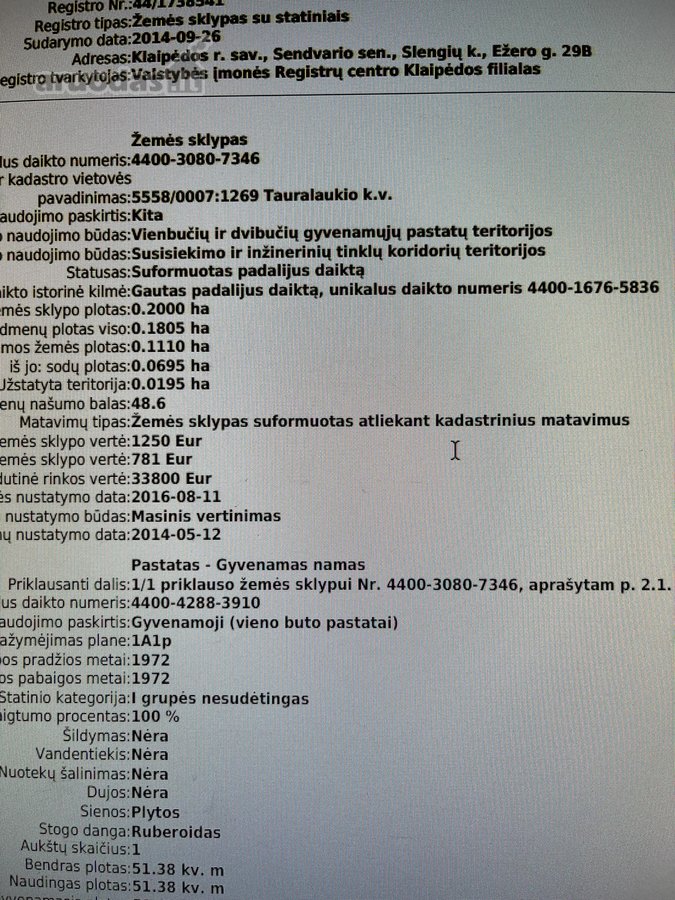 Sklypas, Klaipėdos r. Slengių k. Ežero g. sklypas Nekilnojamo turto ...