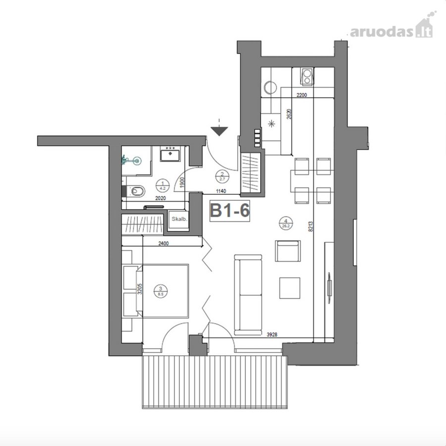 Butas, Neringoje Pervalkos g., 1 kambario butas Nekilnojamo turto ...